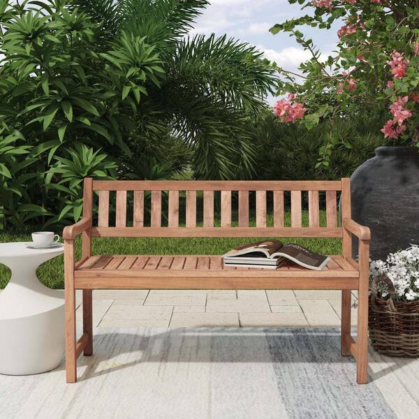 Linon Home Decor Caitlyn 45 in. 2 Person Acorn Brown Wood Outdoor Bench THDOD4447 The Home Depot