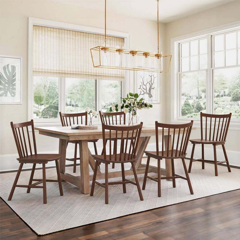 LUE BONA Winston Brown Windsor Dining Chair Farmhouse Wooden Spindle ...