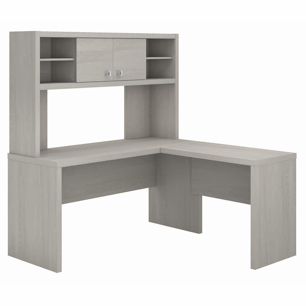 Bush Furniture Echo 60 in. L-Shaped Gray Sand Desk with Hutch ECH031GS ...