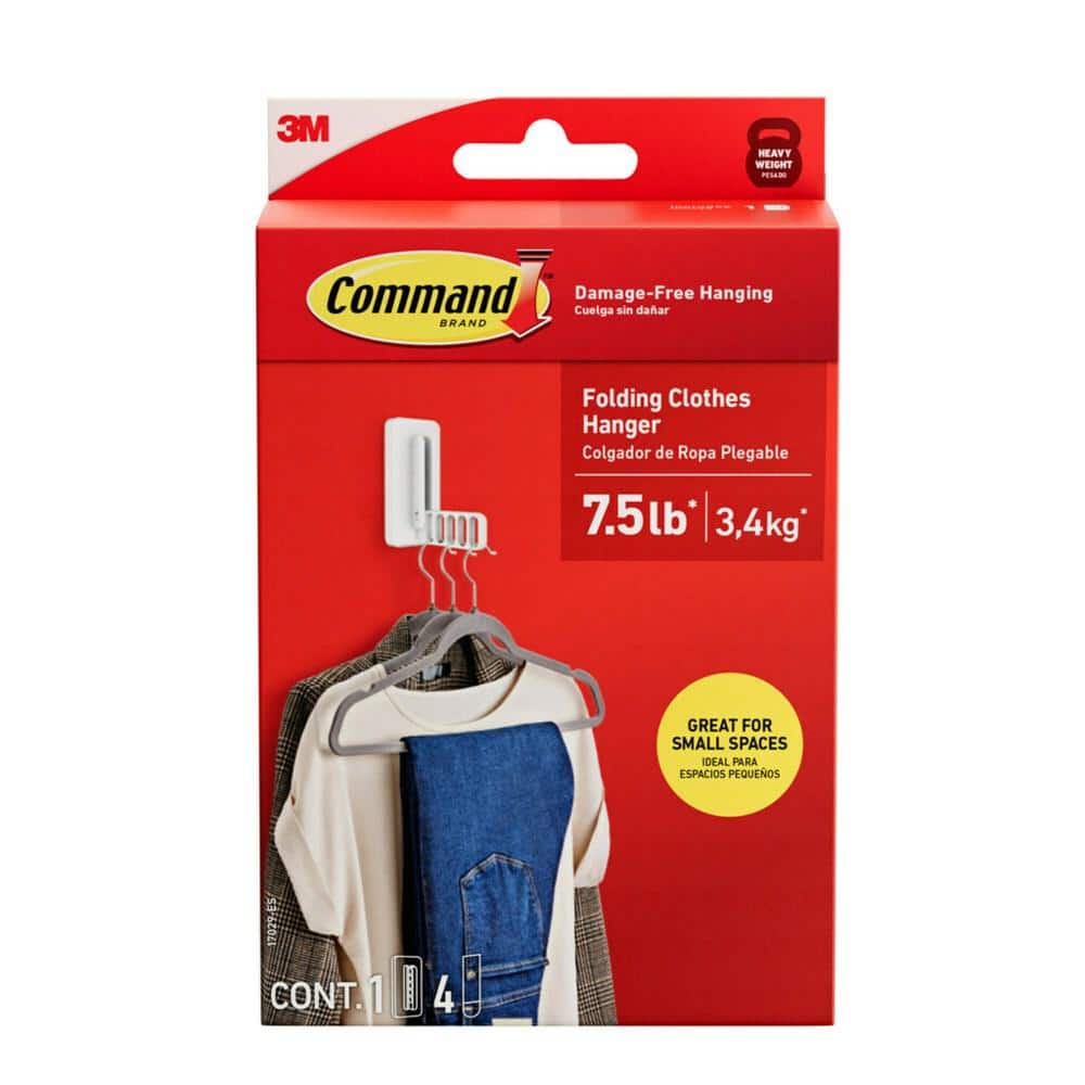 Command Folding White Clothes Hanger (1 Hook, 3 Strips) 17029-ES - The ...