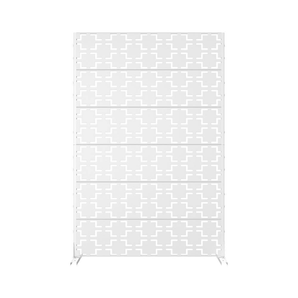 Lirago 72 in. x 47 in. White Privacy Screen Galvanized Freestanding ...