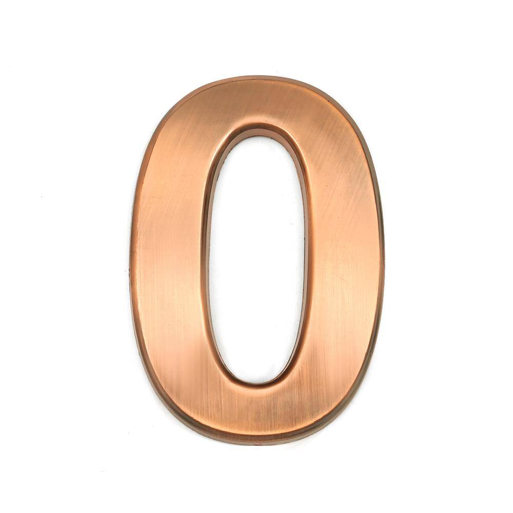 Barton 4 in. House Door Number 0 ABS Plated Self Adhesive Bronze ...