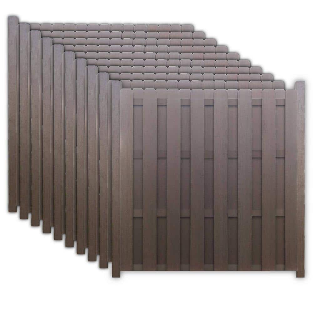 Frame It All Dog-Ear Shadowbox 6 ft. x 6 ft. Mahogany Composite Fence ...