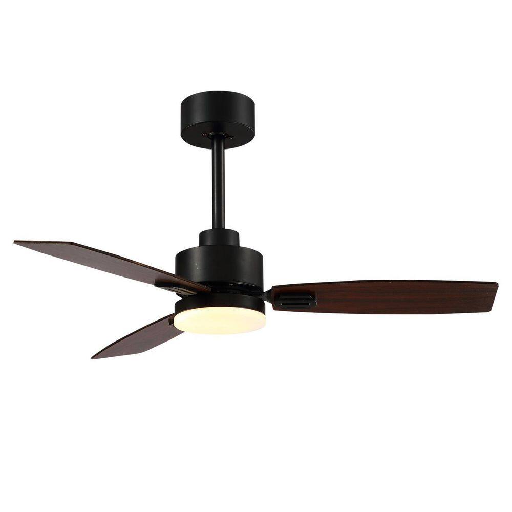 ANTOINE 40 in. Black Industrial Farmhouse LED Light Ceiling Fan with 3 ...