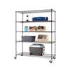 TRINITY Black 5-Tier Rolling Steel Wire Shelving Unit (60 in. W x 77 in ...