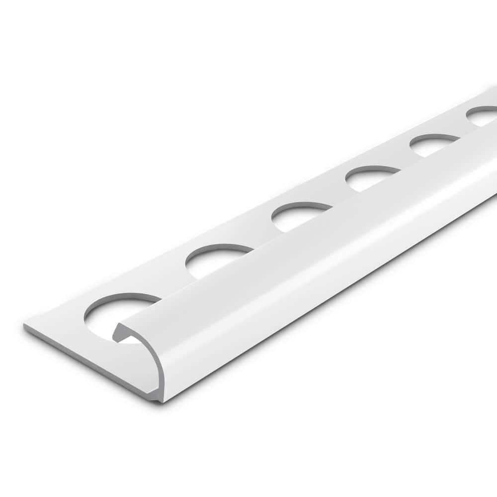 TrimMaster White 5/16 in. x 98-1/2 in. Aluminum Bullnose Tile Edging ...