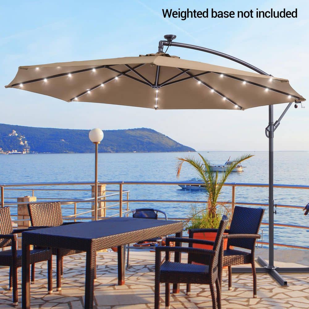 JOYESERY 10 ft. Offset LED Patio Umbrella Outdoor Hanging Umbrella, 50 ...