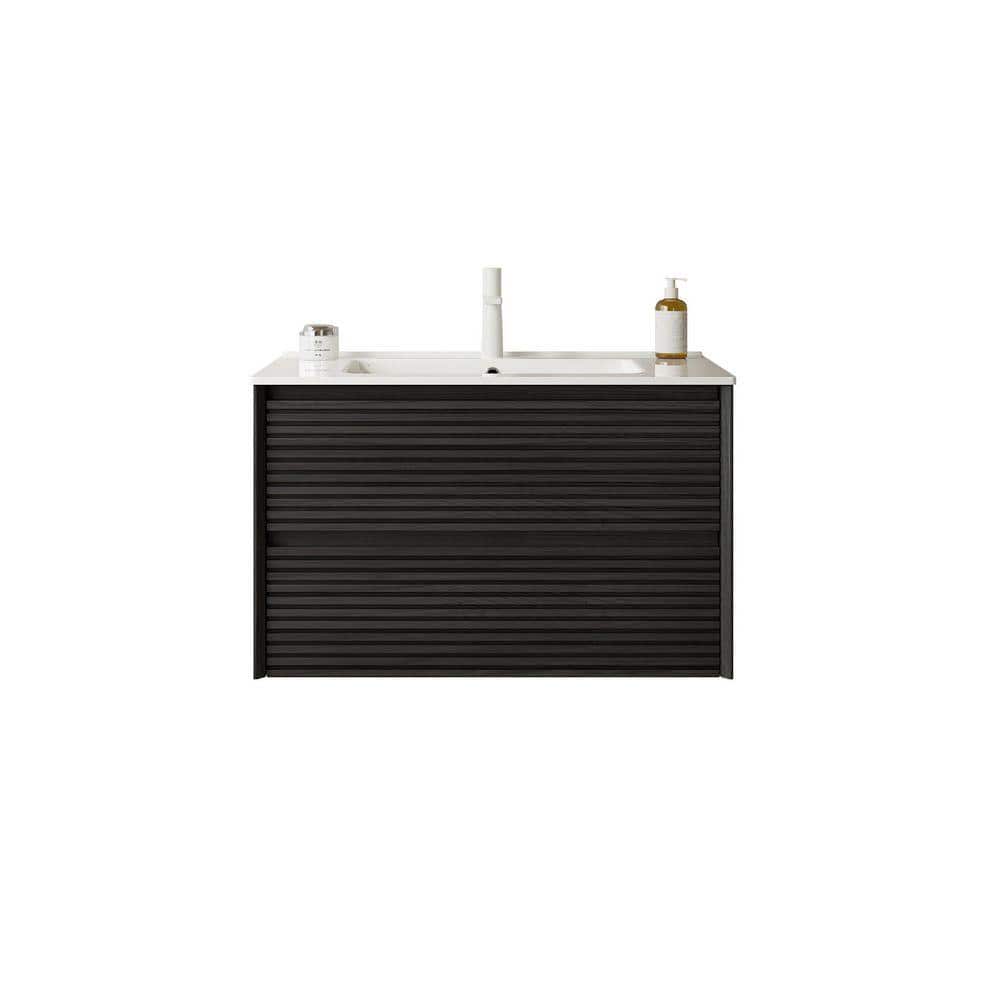 Modland Liory 29.92 in. Single Sink Floating Dark Oak Bath Vanity with ...