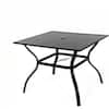 Black Retangle Metal Outdoor Dining Table with 1.57 in. Umbrella Hole ...