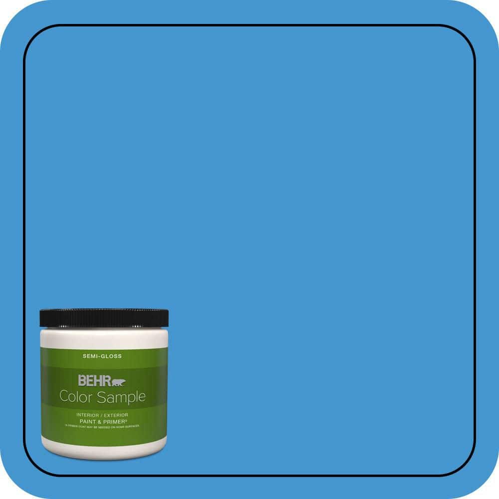 BEHR PREMIUM PLUS 8 oz. #P510-5 Perfect Sky Semi-Gloss Interior ...
