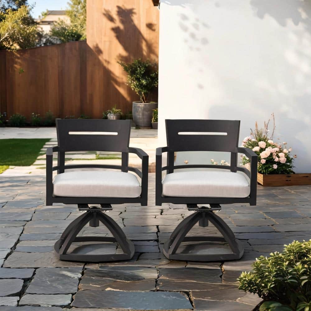 Daheat Outdoor Patio Aluminum 360 Rotation Dining Chairs with Sunbrella ...