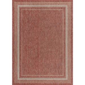 Unique Loom Outdoor Soft Border Rust Red 9' 0 x 12' 0 Area Rug 3128956 ...