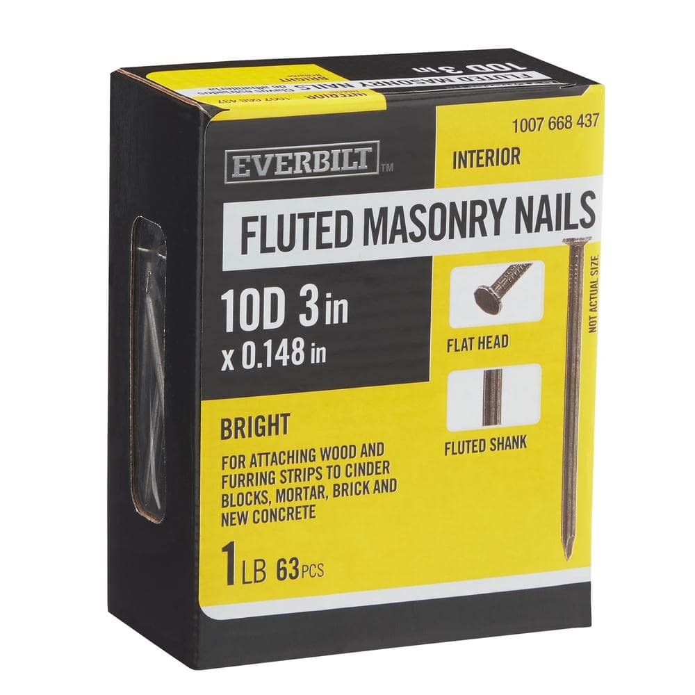 Everbilt 3 in. x 10D Bright Non-Collated Flooring Nails Fluted Masonry ...