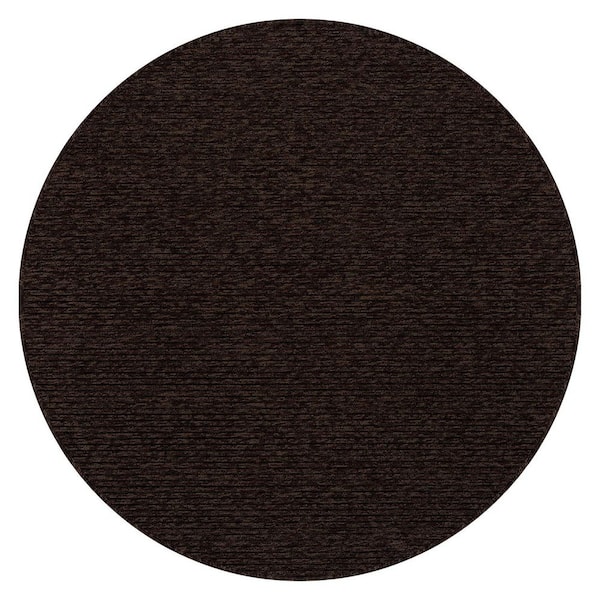 Beverly Rug Oasis Non-Slip Brown 4 ft. Round Solid Indoor Area Rug BV-DIE109-BRW-4-RD - The Home ...