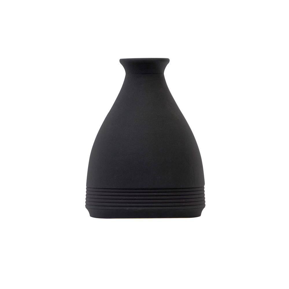 Nearly Natural 10 in. Cone Stone Vase Black Matte 0872-S1 - The Home Depot
