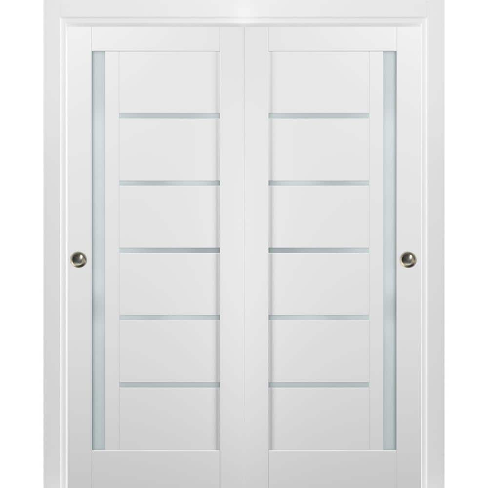 Sartodoors 64 in. x 96 in. Single Panel White Solid MDF Sliding Door ...