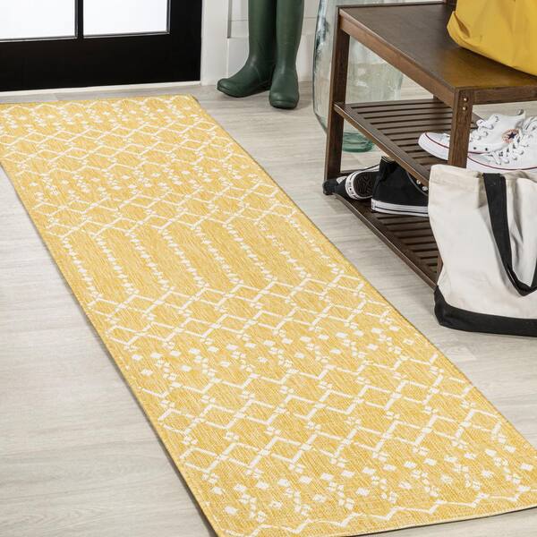 JONATHAN Y Ourika Moroccan Yellow/Cream 2 ft. x 10 ft. Geometric ...