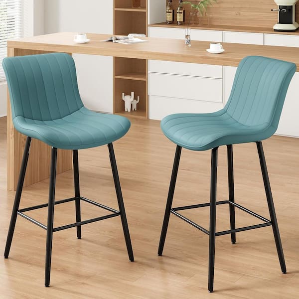 Lirago Green Faux Leather Counter Height Bar Stools (Set of 2) FXHD0204 ...