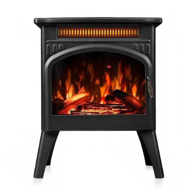 R.W.FLAME 16 in. Freestanding Classic Electric Fireplace in Black with IR Remote Control, 3D ...