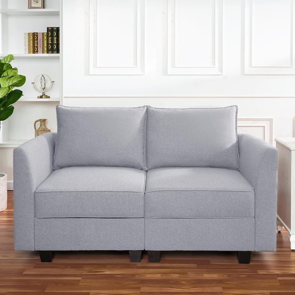Maykoosh Modern DIY Collection Color Gray Material Linen Style Loveseat