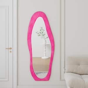 Rose Pink 23.62 in. W x 62.99 in. H Wavy Rectangular Metal Full Length ...