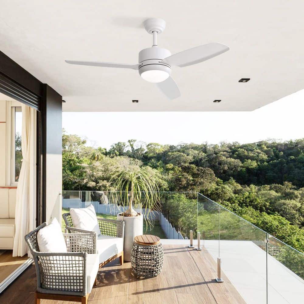 phyfalip 46 in. Smart Indoor/Outdoor White Modern Ceiling Fan with LED ...