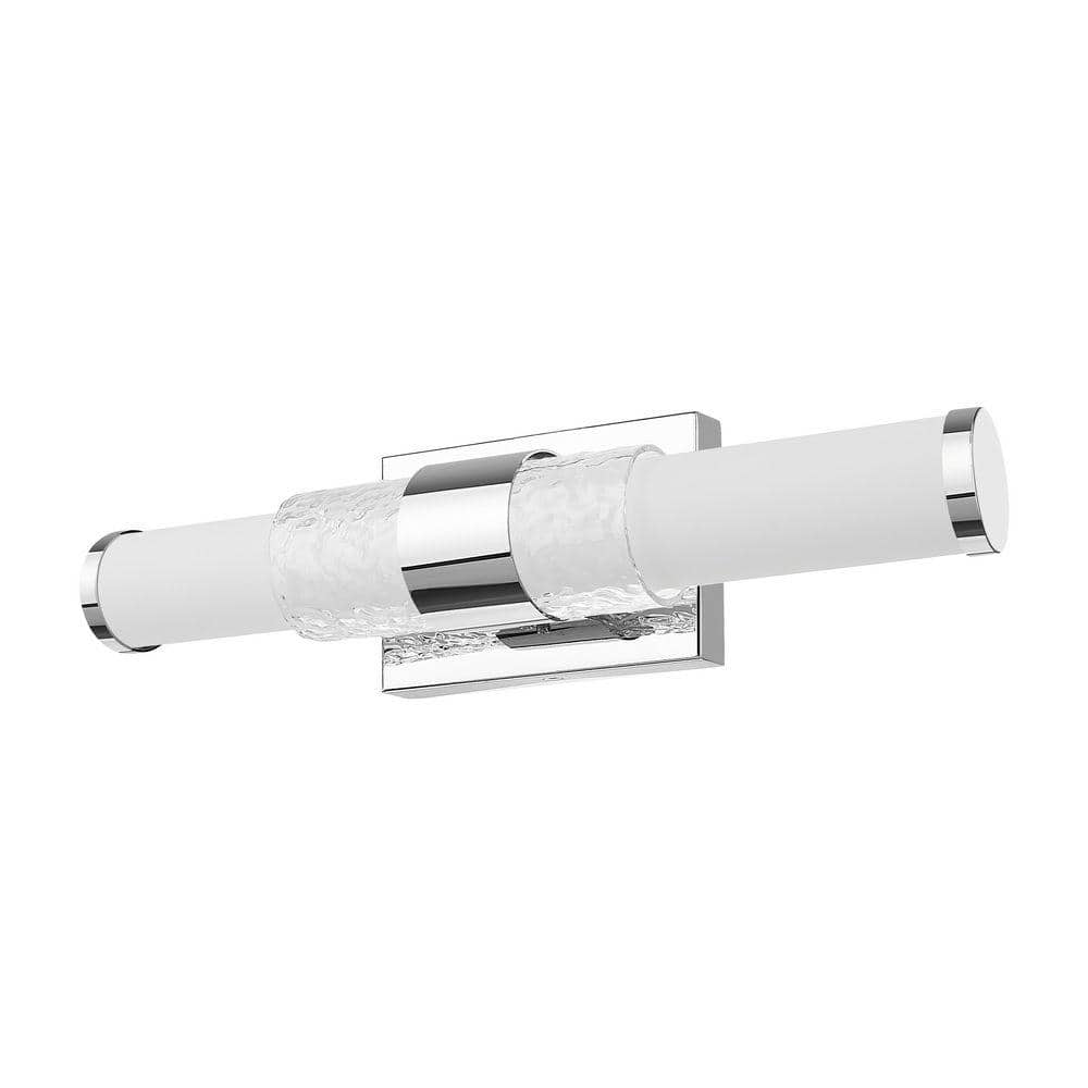 Egon 18 in. 1 Light Chrome LED Vanity Light with Matte Opal Glass Shade ...