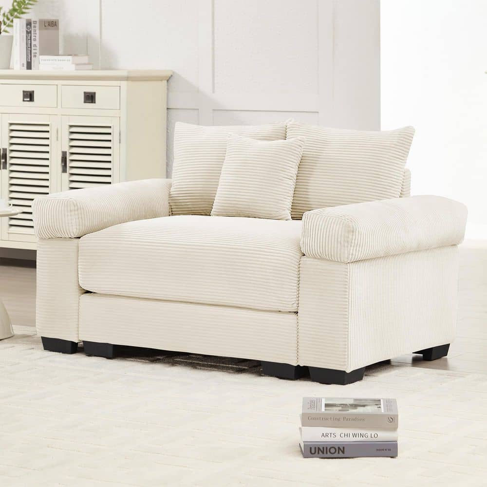 Noble House Maxine 54.3 in. Square Arm Corduroy Upholstery Rectangle ...