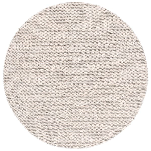 SAFAVIEH Natura 6 ft. x 6 ft. Beige/Ivory Striped Solid Marle Round ...
