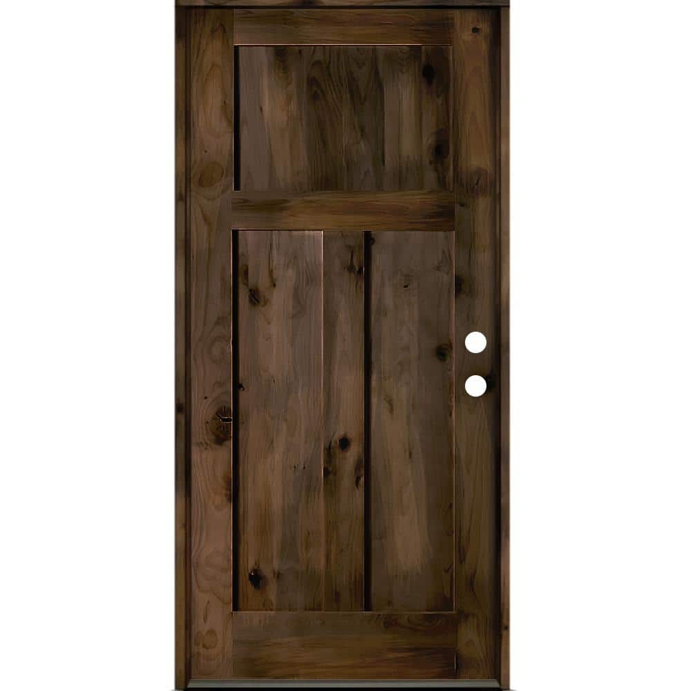 Krosswood Doors 32 in. x 80 in. Rustic Knotty Alder 3-Panel Left Hand ...