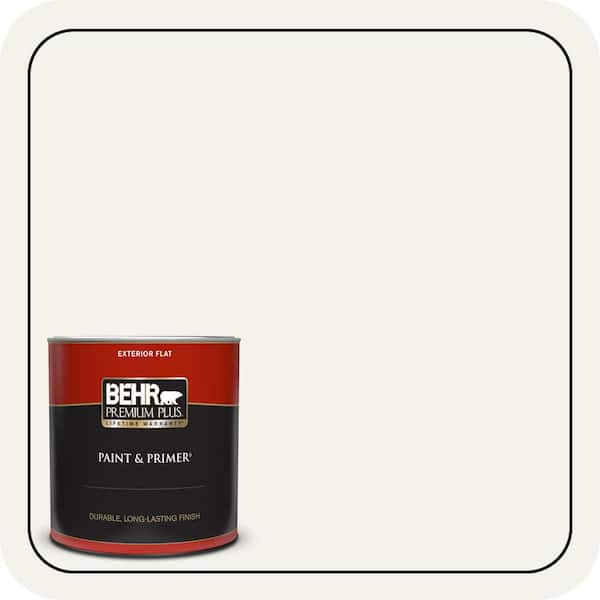 BEHR PREMIUM PLUS 1 Qt. #W-F-600 Snow Fall Flat Exterior Paint & Primer ...