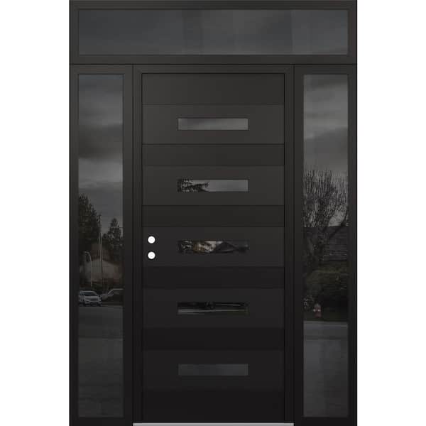 Tessari Doors D9 60 in. x 96 in. Black P Right-Hand/Inswing Mirrored ...