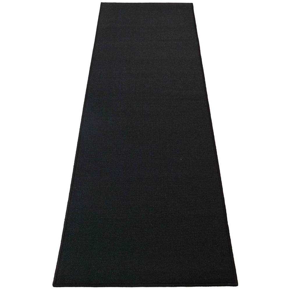 RugStylesOnline Rubber Solid Black 26 in. W x 48 in. L Stair Runner 8. ...