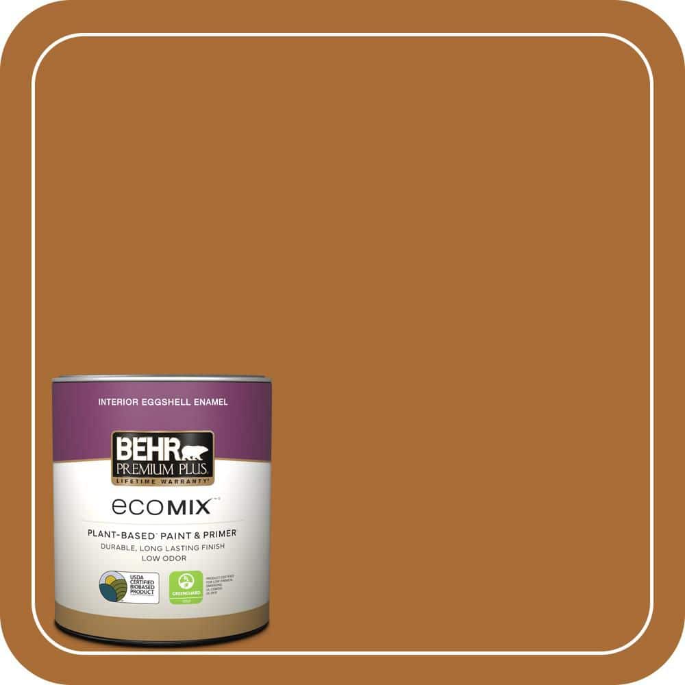 BEHR PREMIUM PLUS 1 qt. #280D-7 Sesame Crunch Eggshell Enamel EcoMix ...