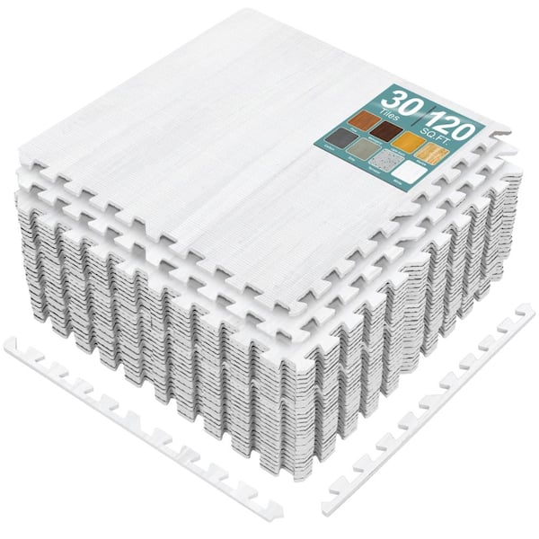 Sorbus White 24 in. W x 24 in. L x .38 in Thick Foam Gym Flooring Mat ...