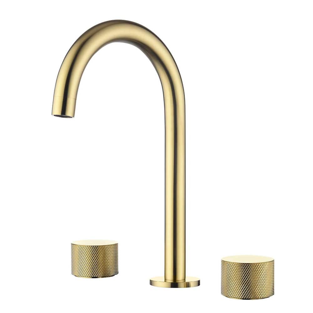 KIBI 8 in. Widespread 2-Handle Bathroom Sink Faucet with Supply Lines ...