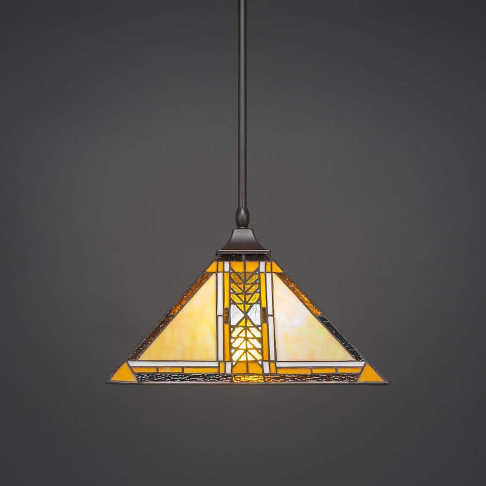 Sparta 100-Watt 1-Light Dark Granite Bowl Mini Pendant Light with Glass ...