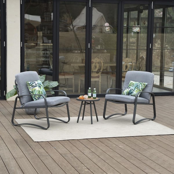 BANSA ROSE 3-Piece Metal Patio Conversation Set with Waterproof DPC ...