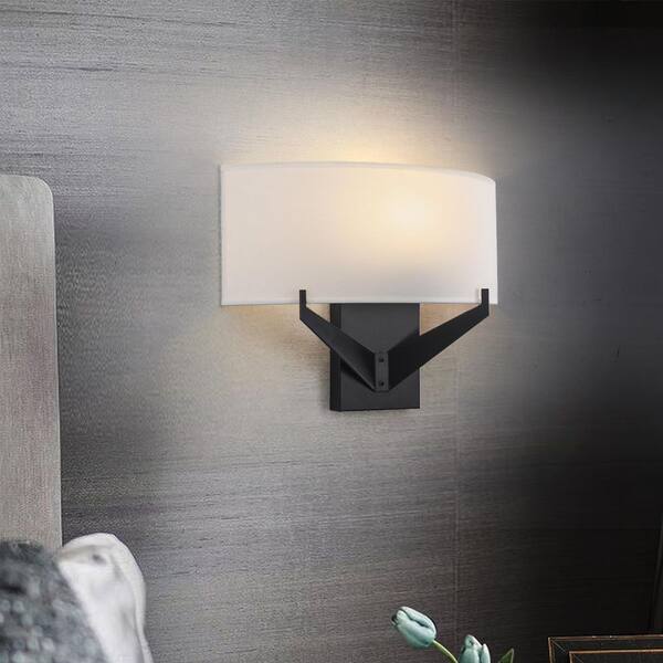 PAKOKULA Farmhouse 16 in. 1-Light Black Rectangular Wall Sconce with ...