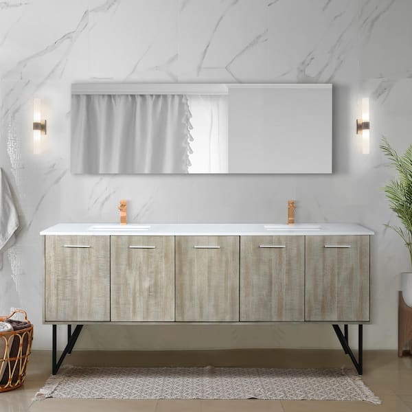 Lexora Lancy 80 in W x 20 in D Rustic Acacia Double Bath Vanity and ...