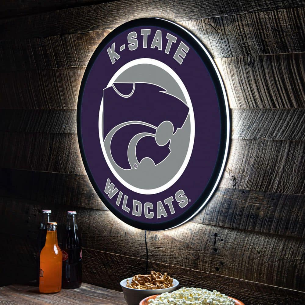 Evergreen Kansas State University Round 23 in. Plug-in LED Lighted Sign ...