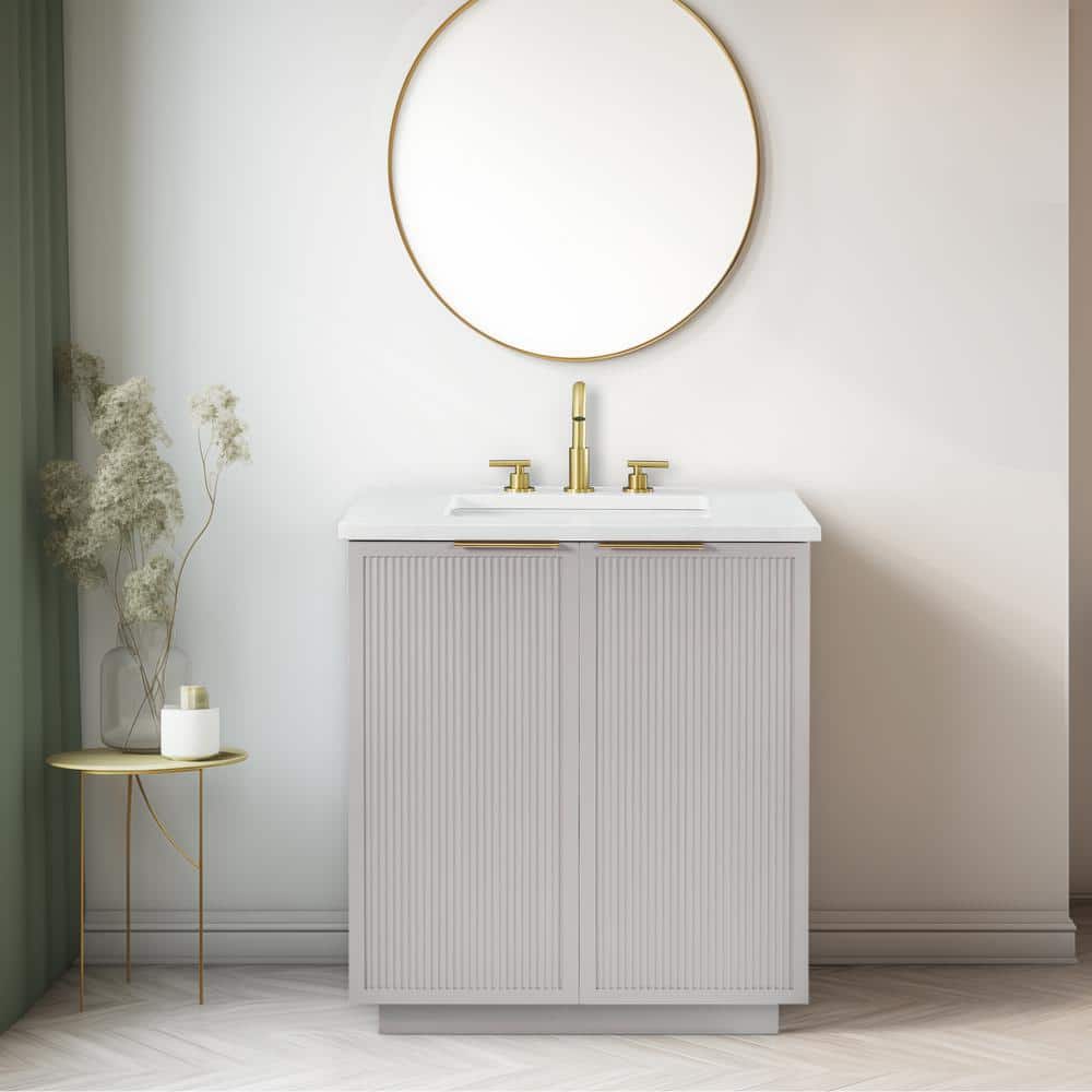 SUDIO Addison 30 in. W Bath Vanity in Taupe with Engineered Stone Top ...