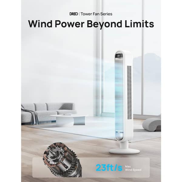 DREO 42 in. Smart Tower Fan with Remote, 6-Speed, 12 H Timer and 90 ...