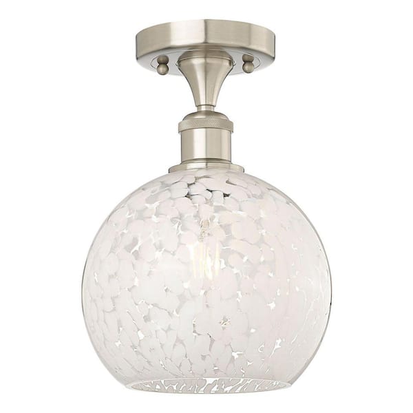 Innovations White Mouchette 8 in. 1-Light Brushed Satin Nickel Modern ...