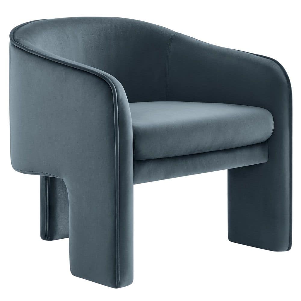 MODWAY Greer Comfy Barrel Accent Chair with 3 Legs in Cadet Blue ...