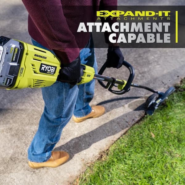 RYOBI ONE HP 18V Brushless 15 in. Attachment Capable String Trimmer with 6.0 Ah Battery and Charger P20220