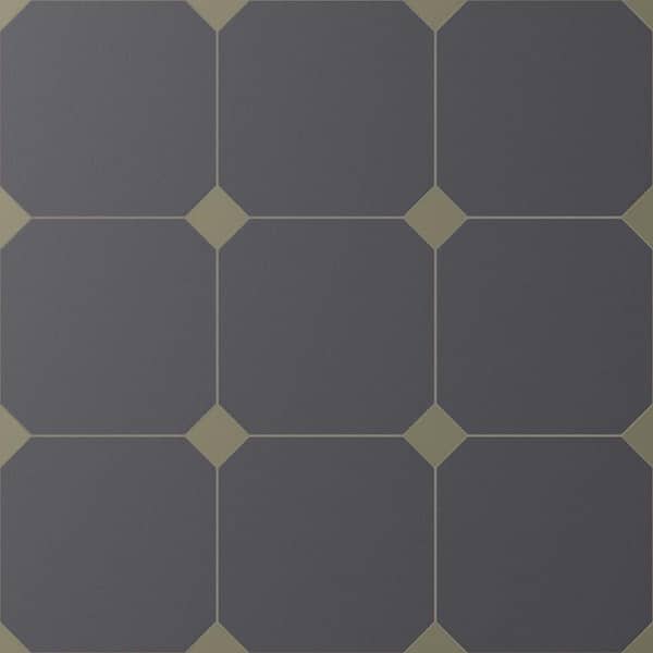 Merola Tile Vaudeville Octagon Antracita with Taco Oliva 8 in. x 8 in ...