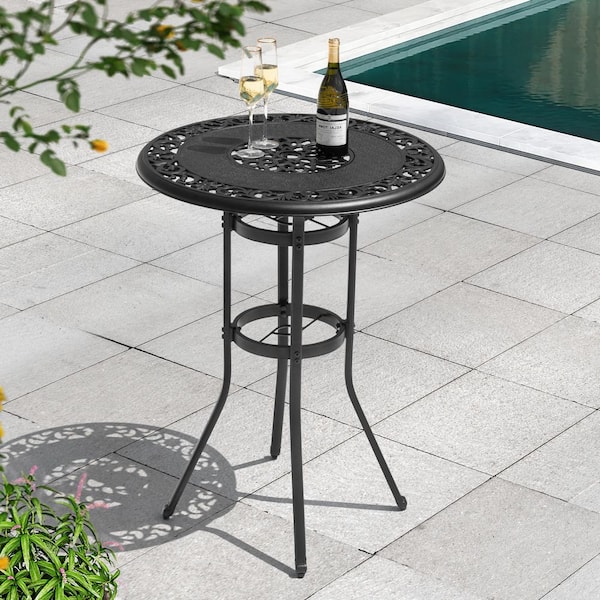 Reviews for Nuu Garden 30 in. Black Round Aluminum Outdoor Bistro Round ...