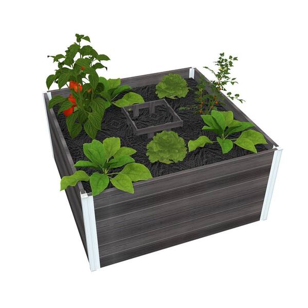 VITA Urbana 4'L x4'W x 22"H Vinyl Keyhole Composting Garden, Slate Gray ...