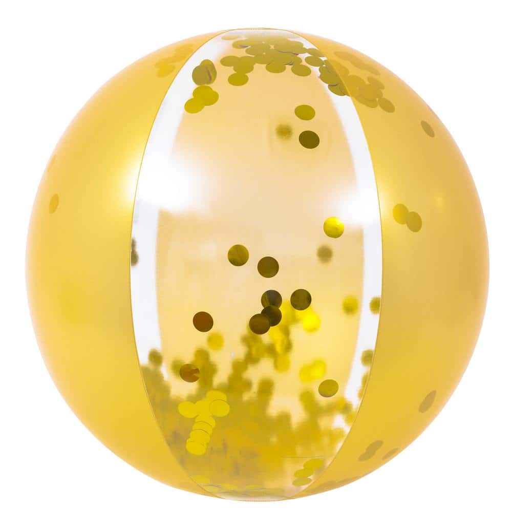 Pool Central 19.5 in. Gold Glitter Sequin Inflatable Beach Ball ...